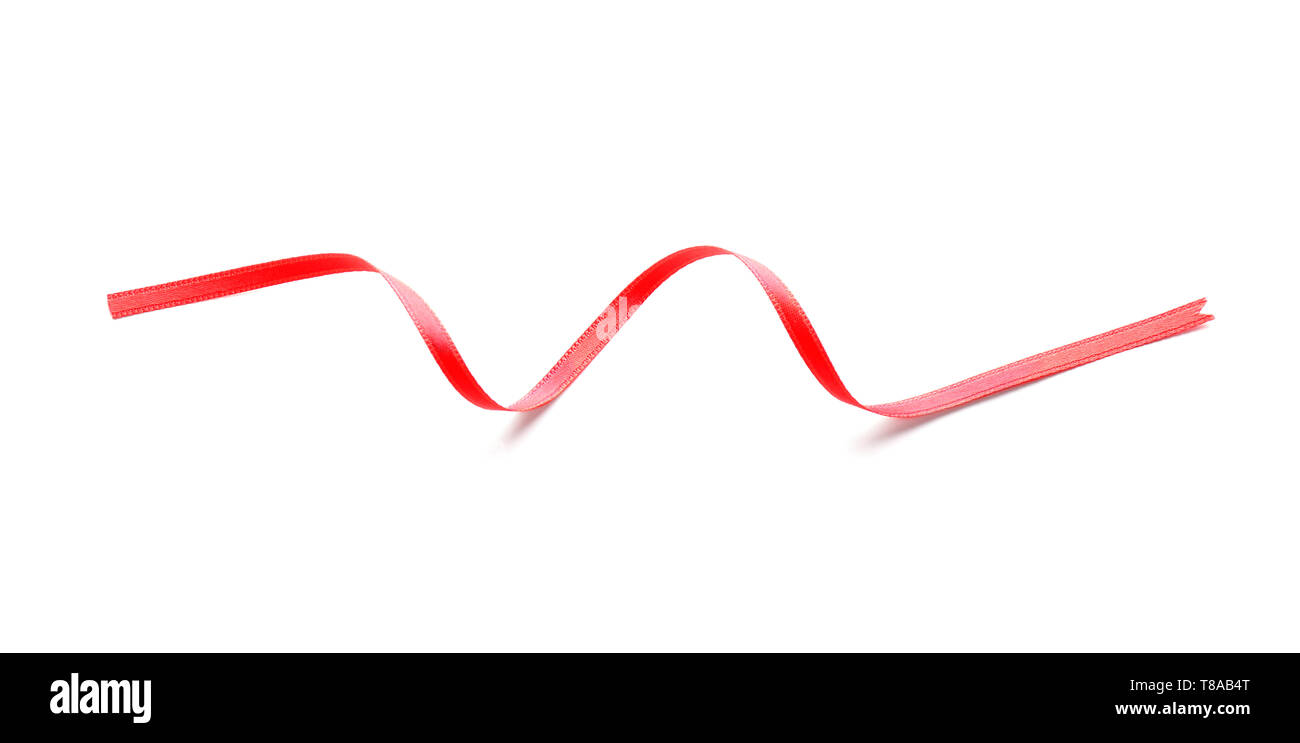 Curled red ribbon on white background Stock Photo - Alamy