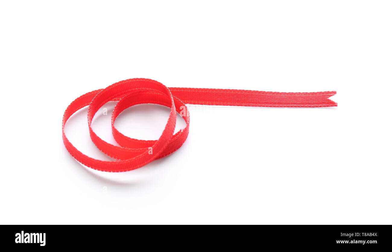 Simple red ribbon on white background Stock Photo - Alamy