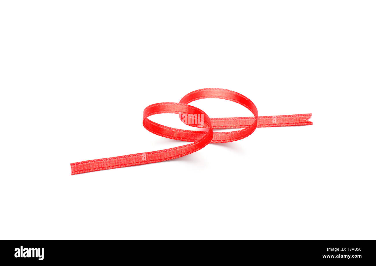 Simple red ribbon on white background Stock Photo - Alamy