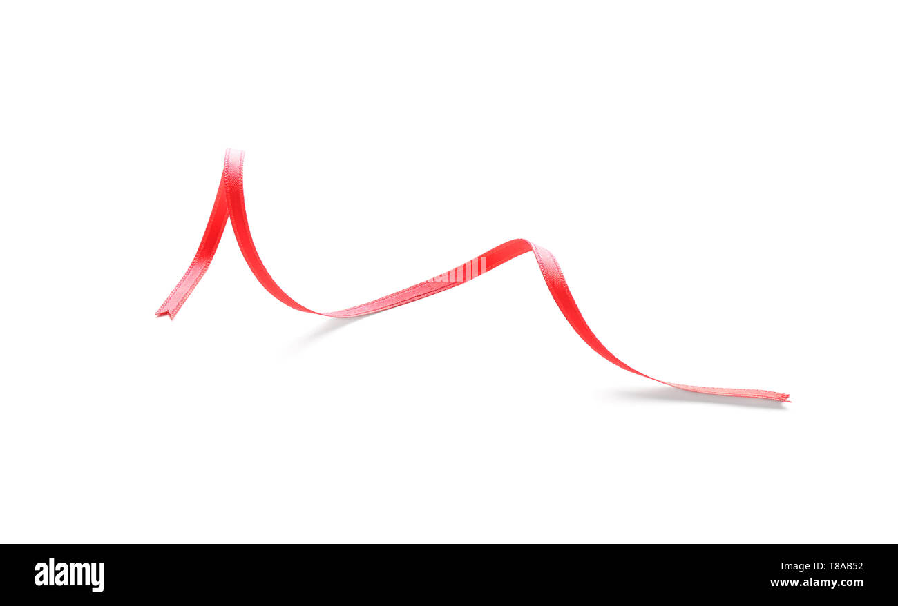 Simple red ribbon on white background Stock Photo - Alamy