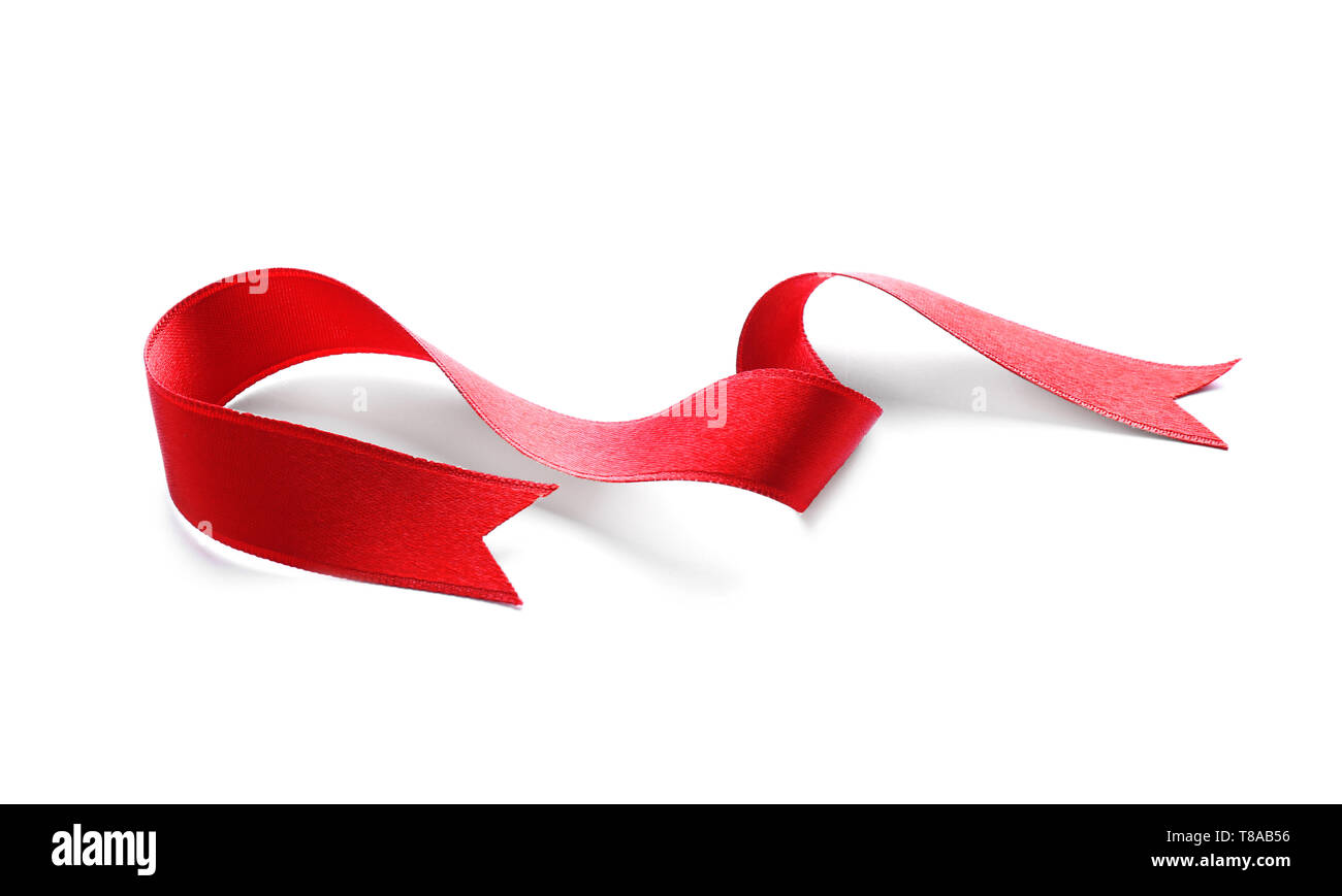 Simple red ribbon on white background Stock Photo - Alamy