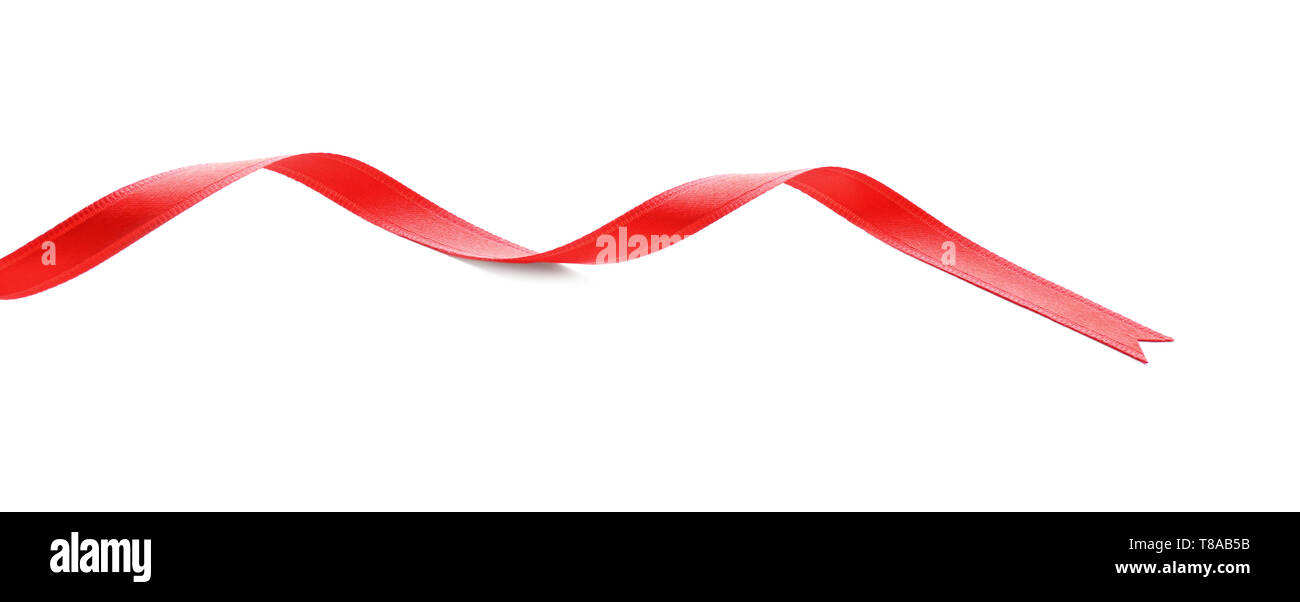 Curled red ribbon on white background Stock Photo - Alamy