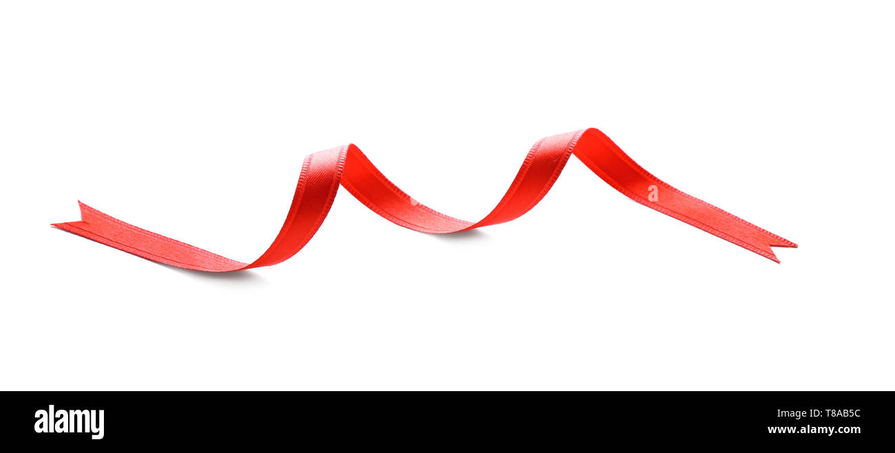Curled red ribbon on white background Stock Photo - Alamy
