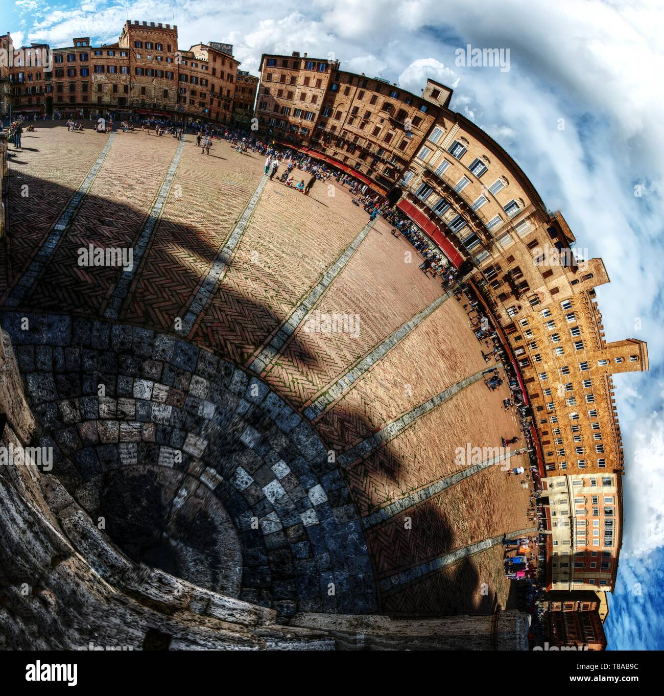 Quarter-world projection of the Piazza del Campo in Siena, showing the ...
