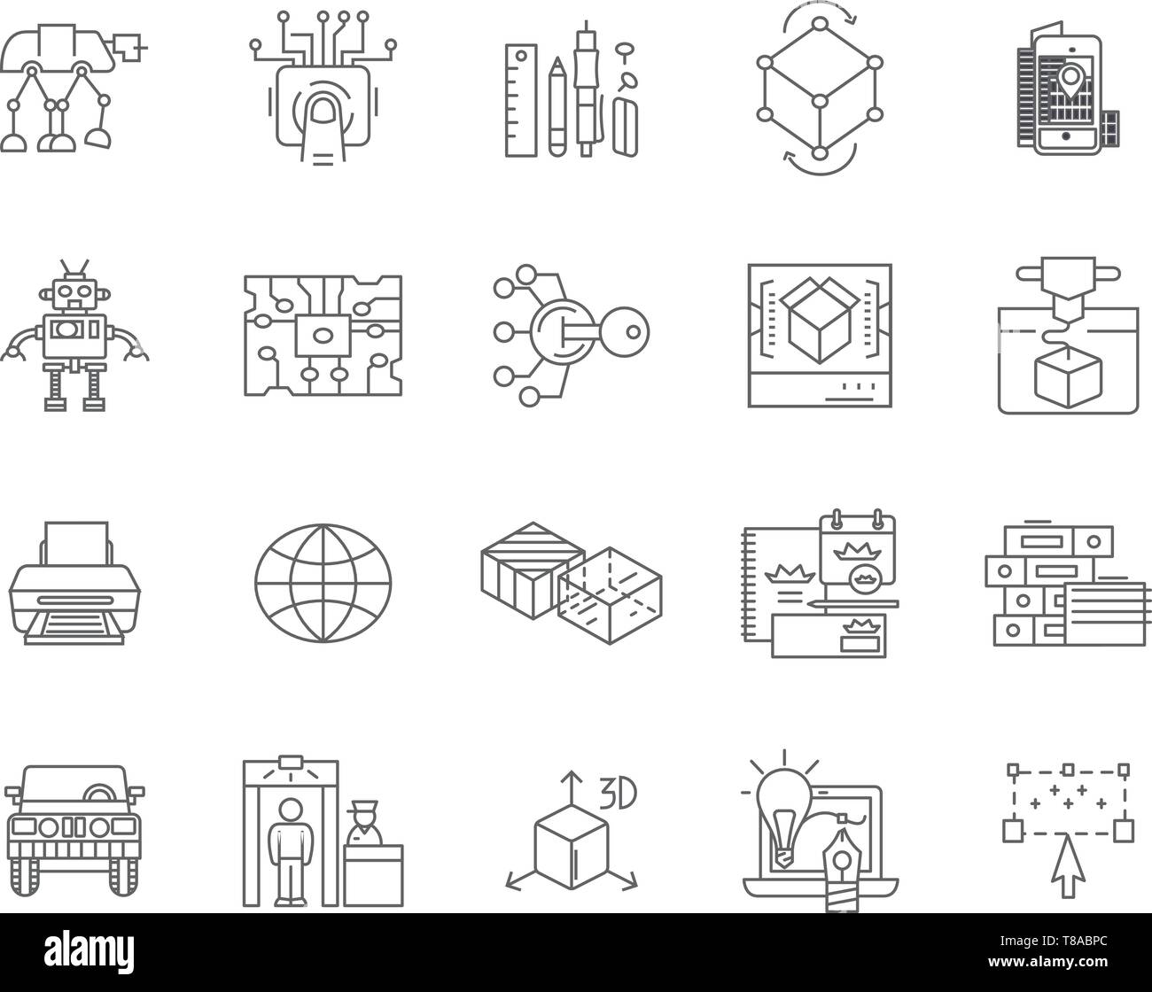3d industry line icons, signs, vector set, outline illustration concept ...