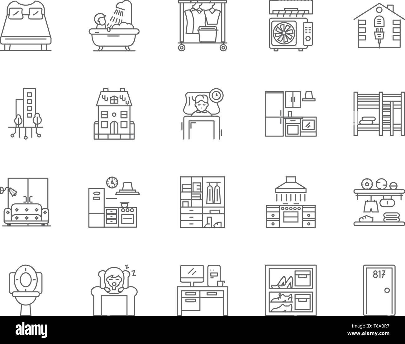 Accomodation line icons, signs, vector set, outline illustration ...