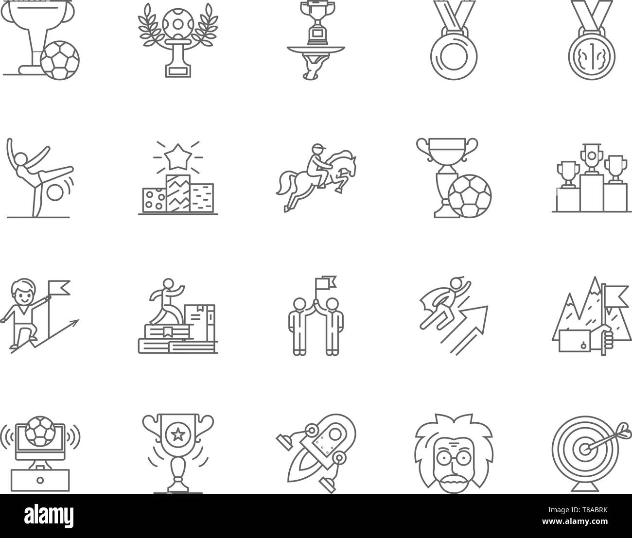 Achievement line icons, signs, vector set, outline illustration concept ...