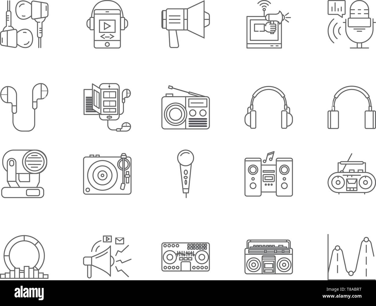 Acoustics line icons, signs, vector set, outline illustration concept ...