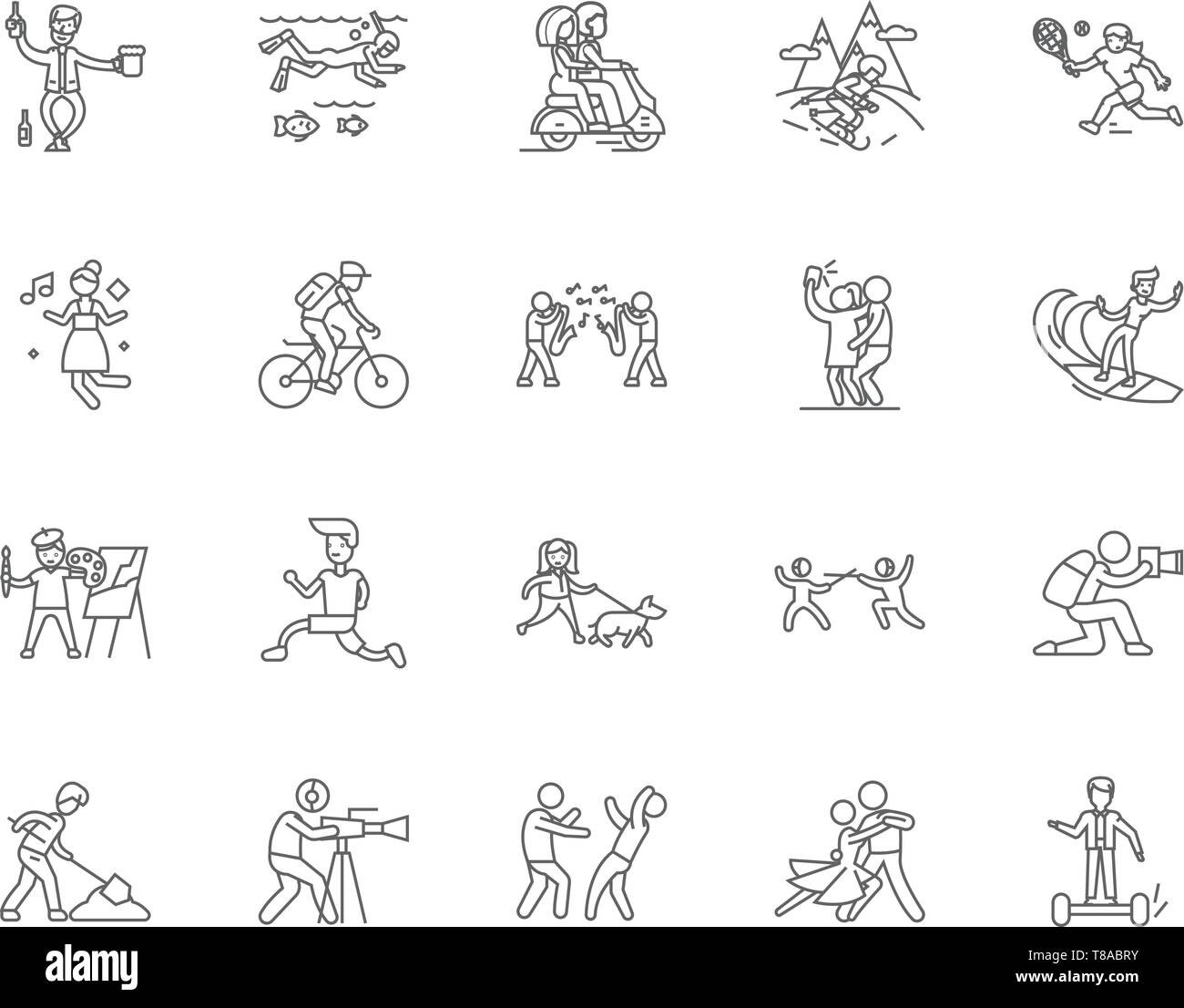 Action line icons, signs, vector set, outline illustration concept ...