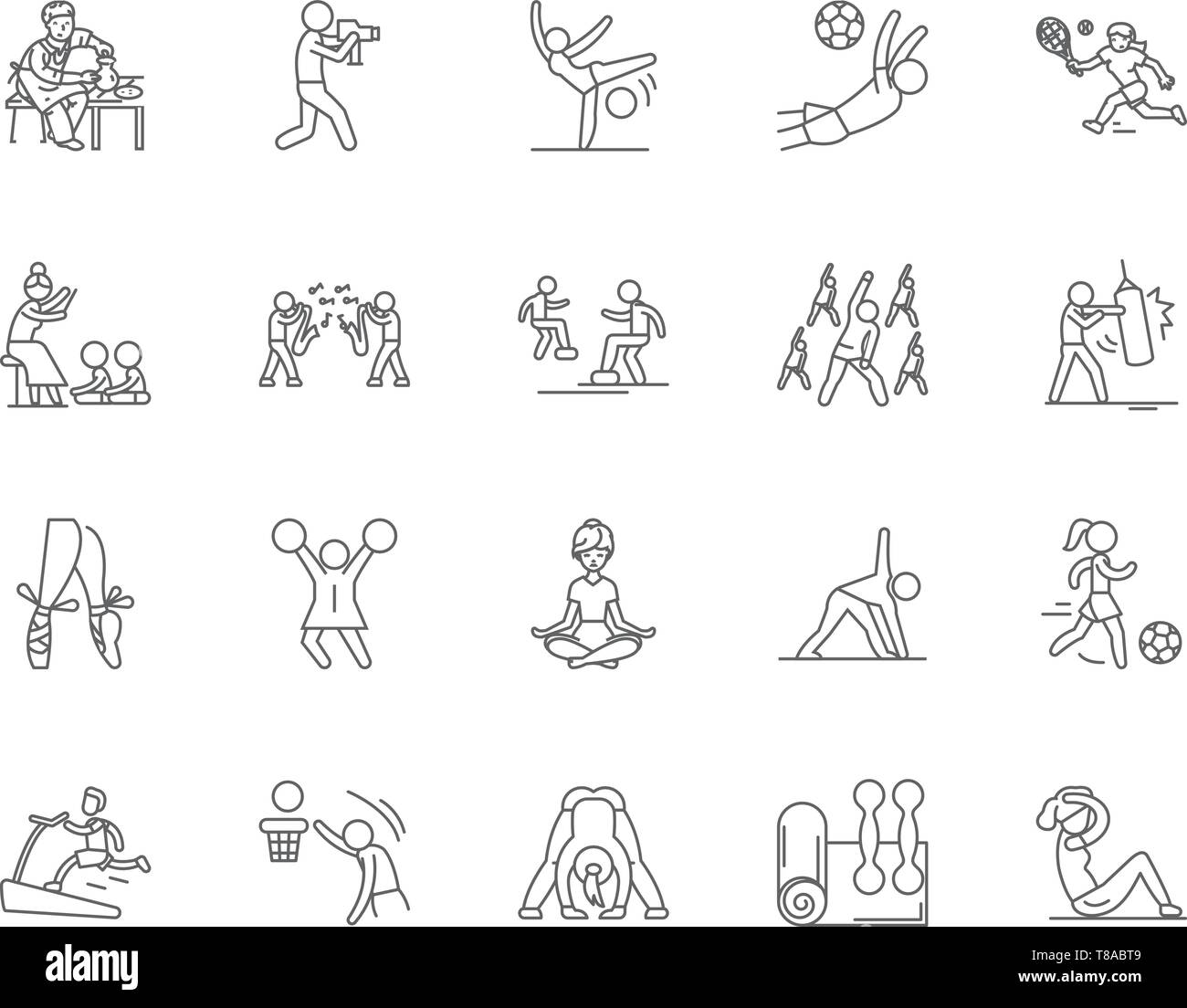 Activities centre line icons, signs, vector set, outline illustration ...
