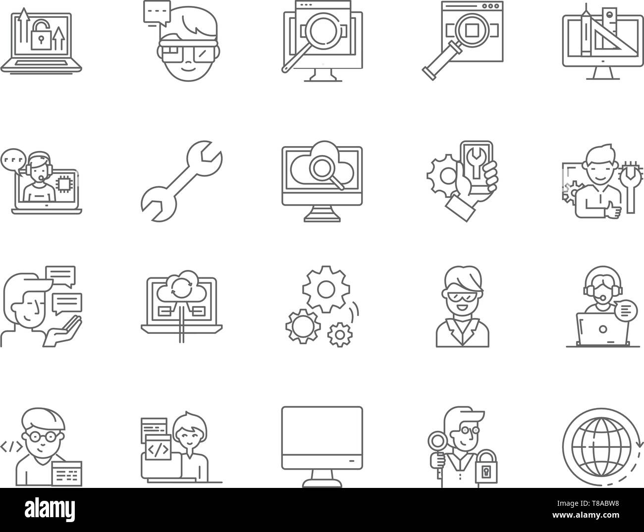 Admin line icons, signs, vector set, outline illustration concept Stock ...
