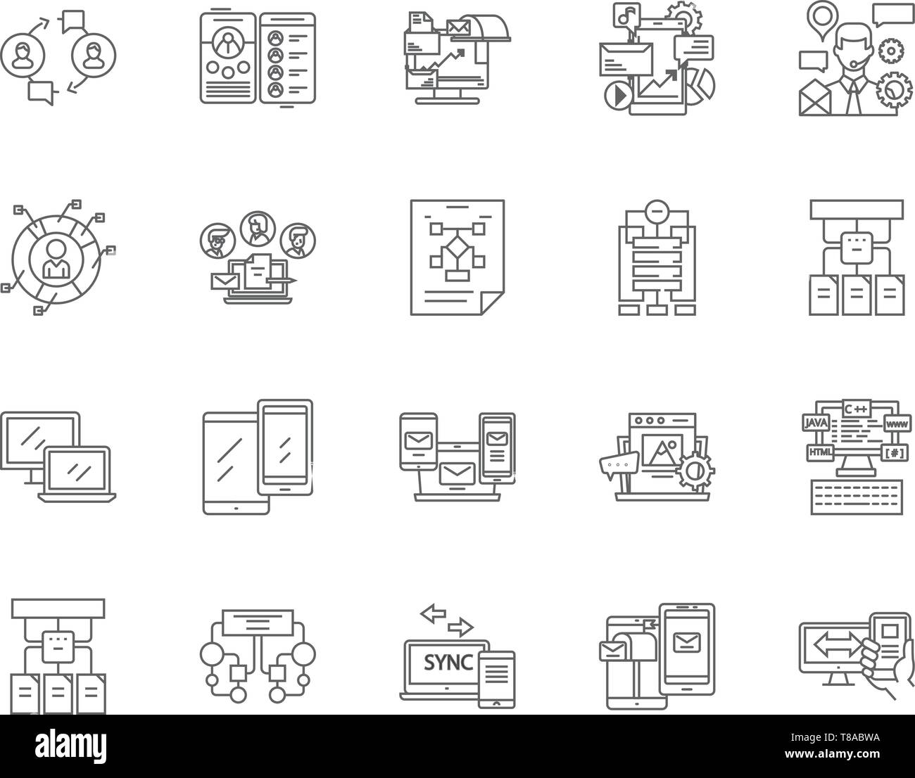 Admin panel line icons, signs, vector set, outline illustration concept ...
