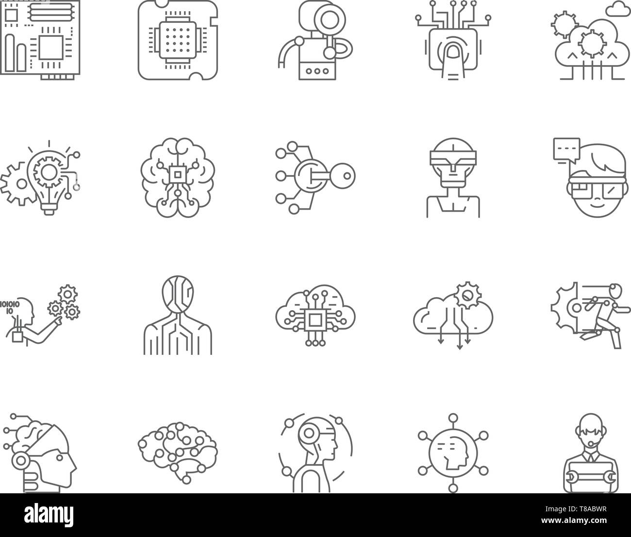 Advanced technology line icons, signs, vector set, outline illustration ...