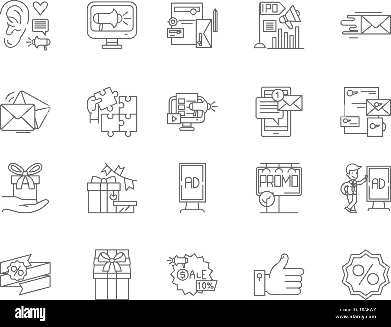 Advertisement line icons, signs, vector set, outline illustration ...