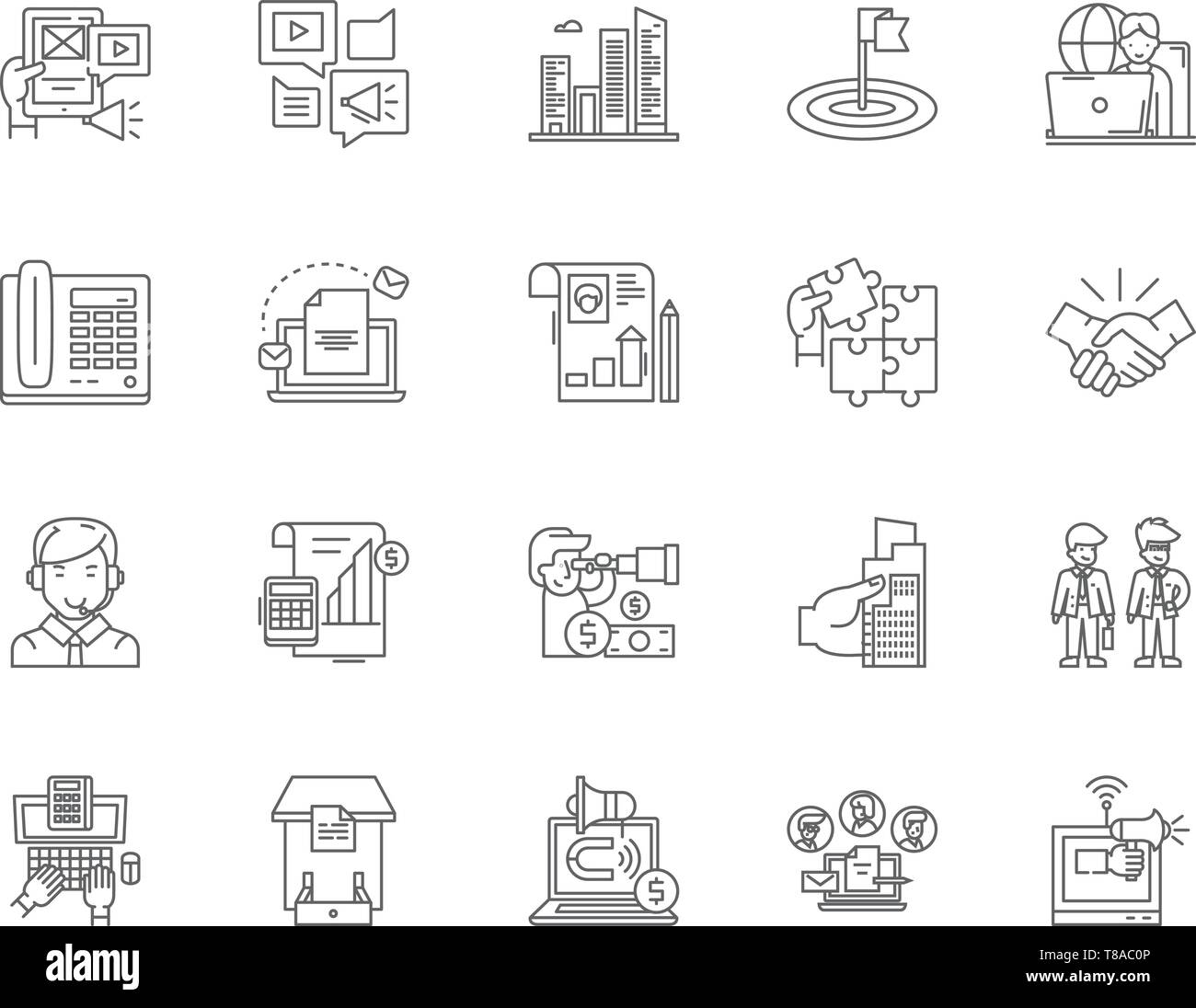 Agency line icons, signs, vector set, outline illustration concept ...