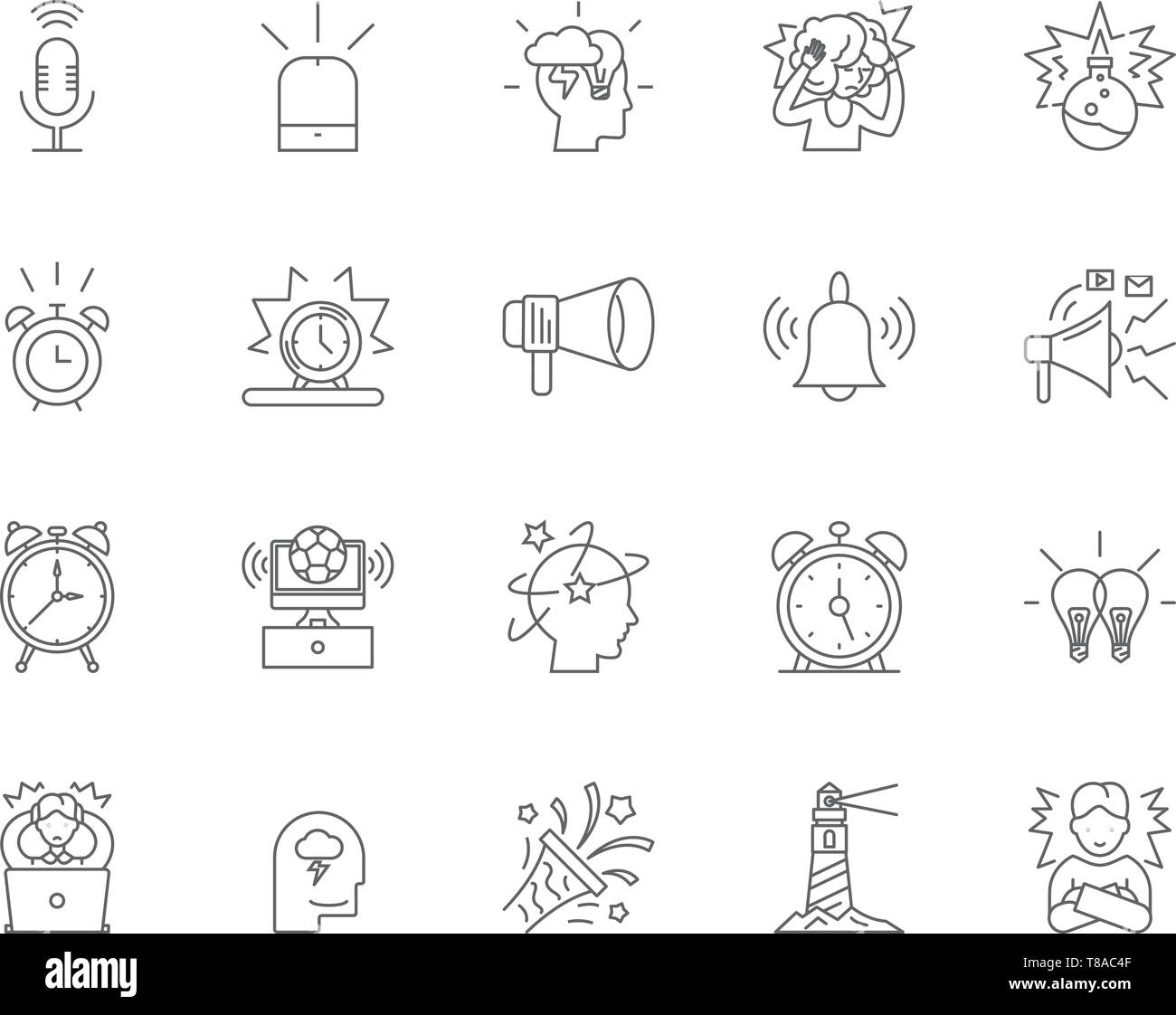 Alarm line icons, signs, vector set, outline illustration concept Stock ...