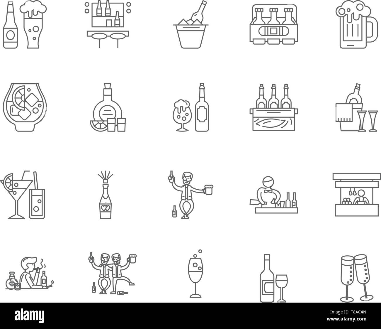 Alcohol line icons, signs, vector set, outline illustration concept ...