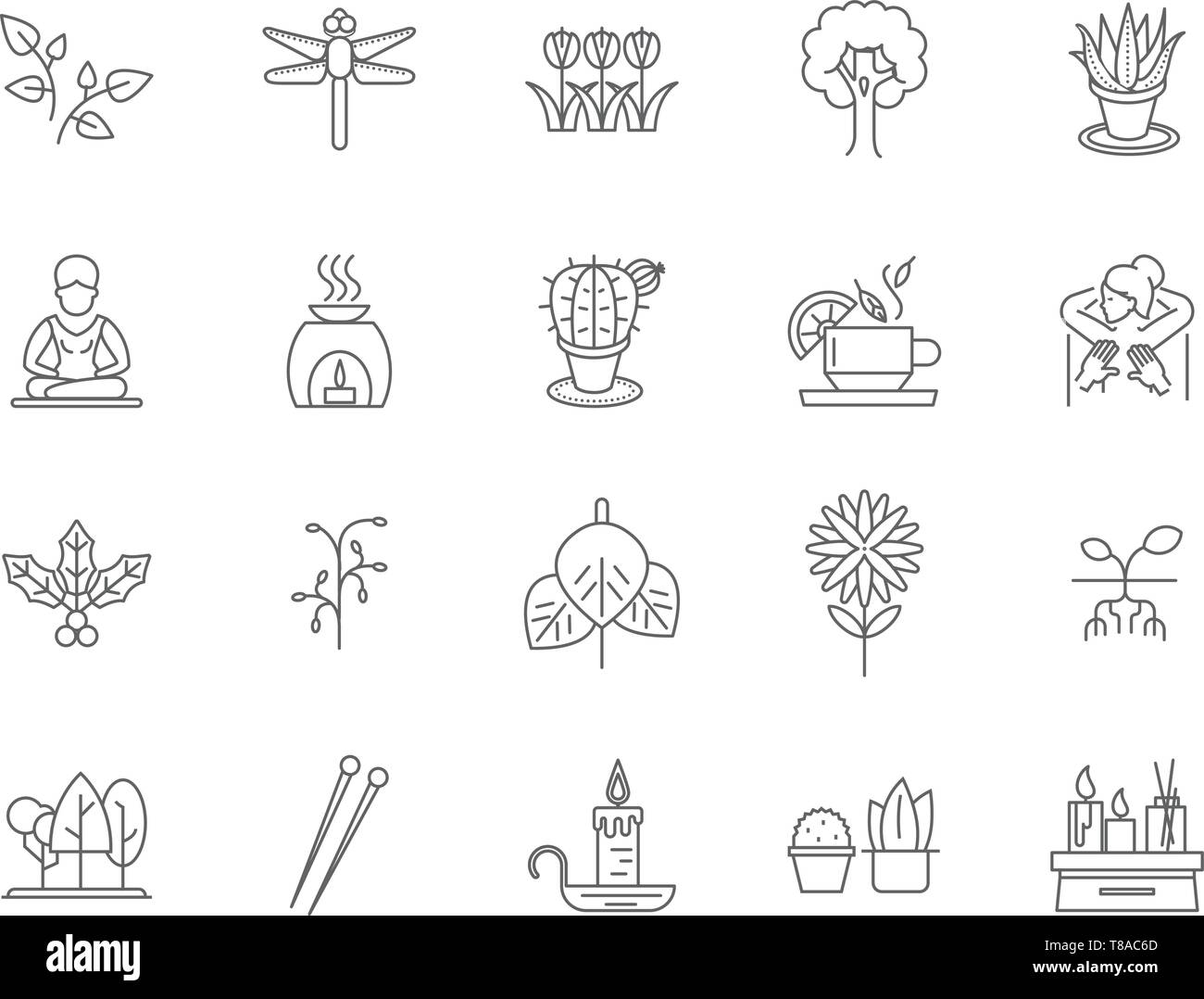 Alternative Therapy Line Icons Signs Vector Set Outline Illustration