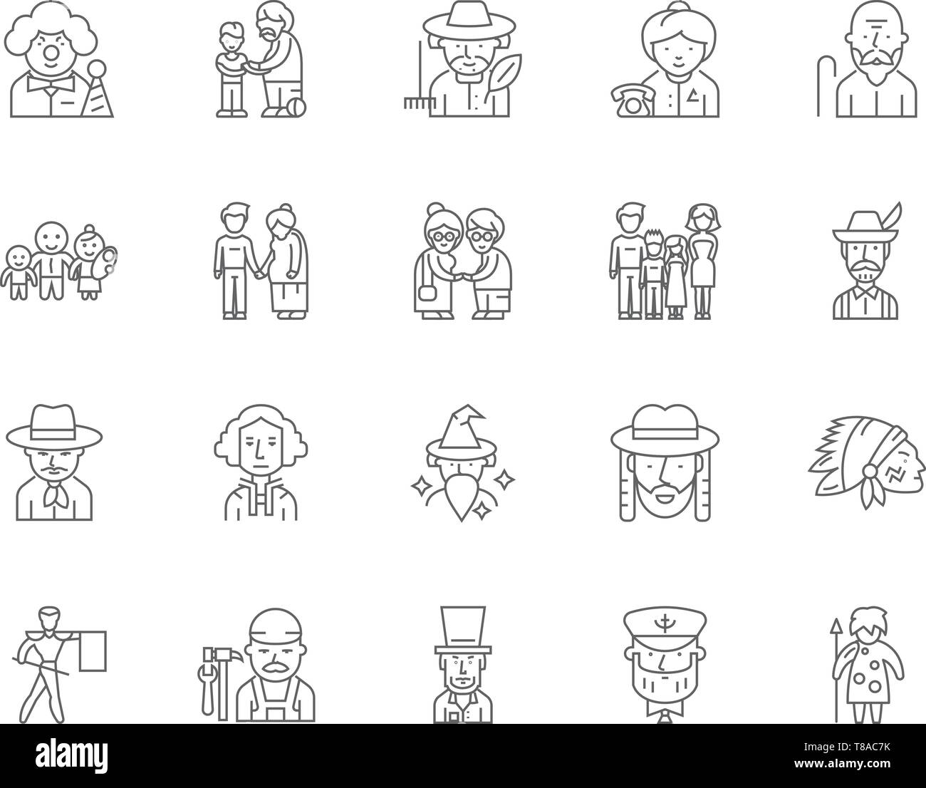 Ancestry line icons, signs, vector set, outline illustration concept ...