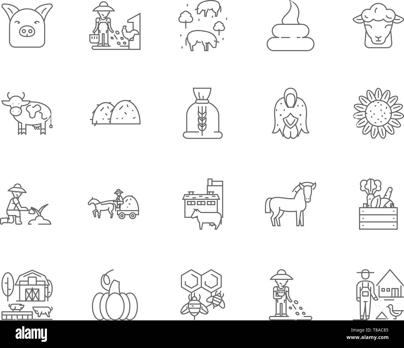 Animal feeds line icons, signs, vector set, outline illustration ...