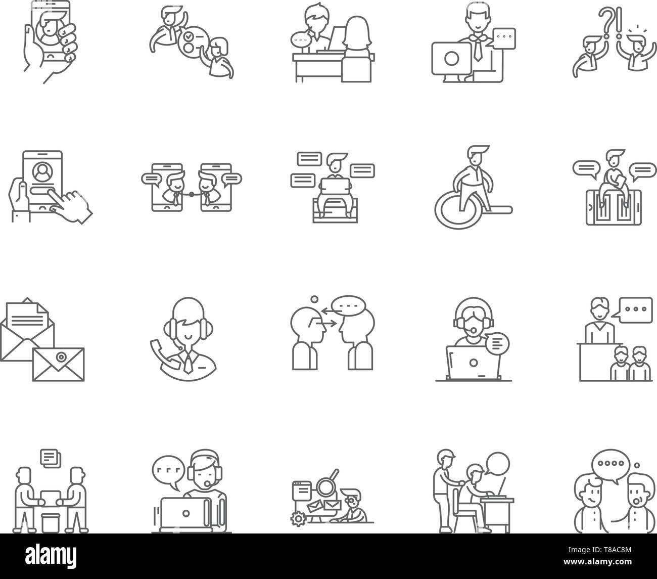 Answer line icons, signs, vector set, outline illustration concept ...
