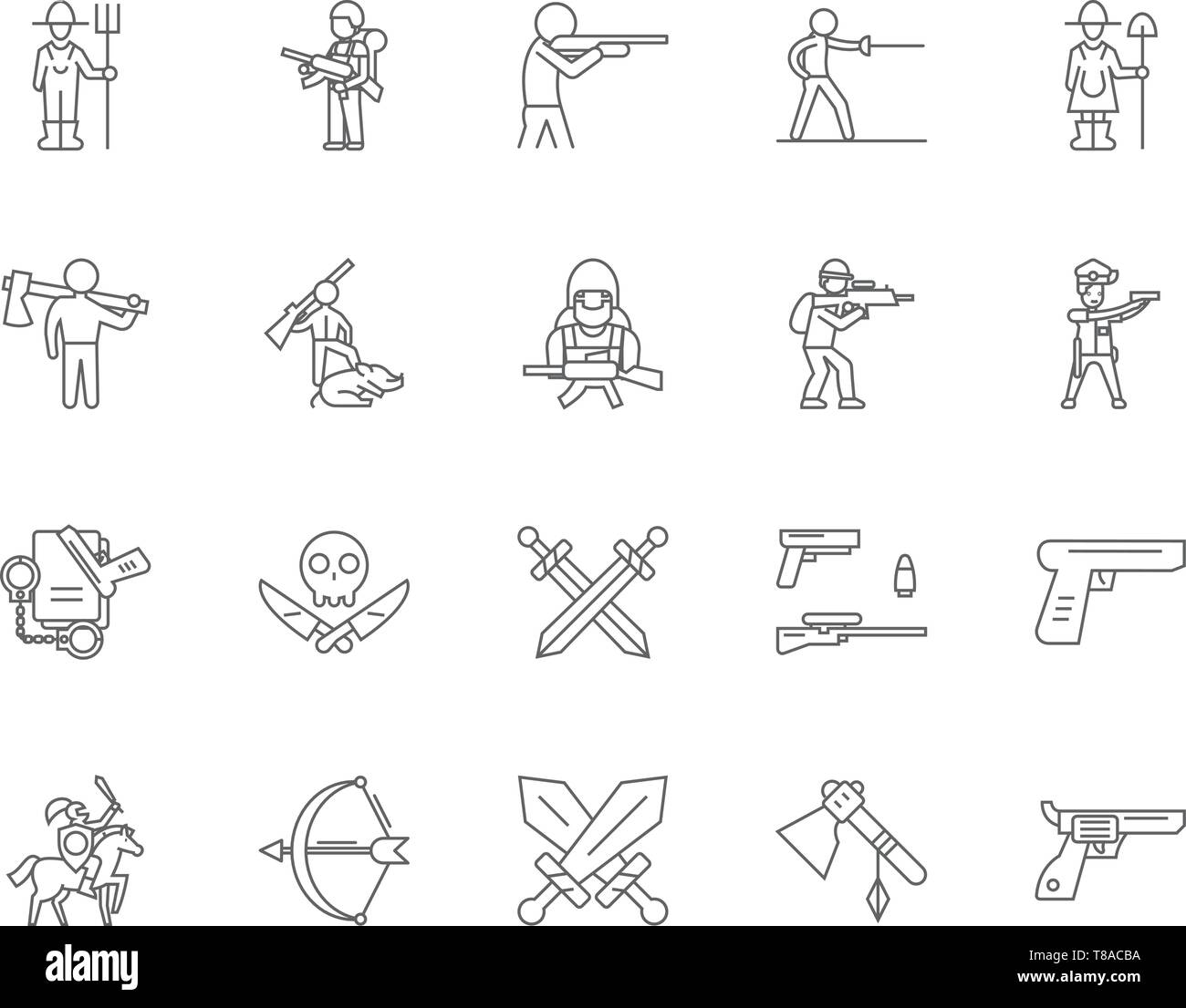 Armed force line icons, signs, vector set, outline illustration concept ...