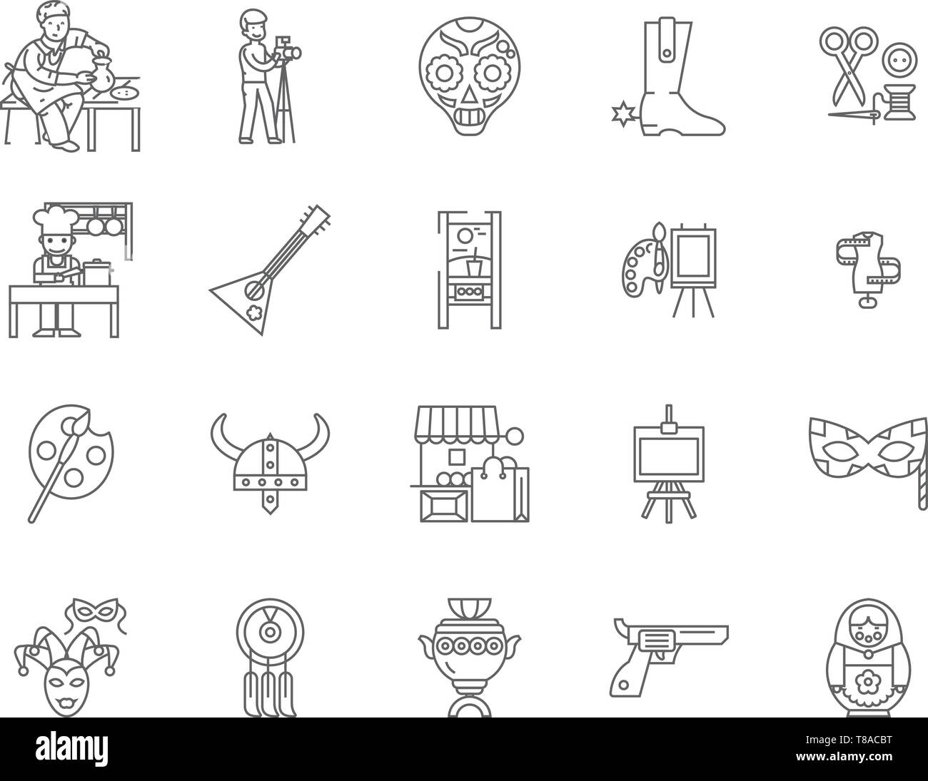 Art and craft shop line icons, signs, vector set, outline illustration ...