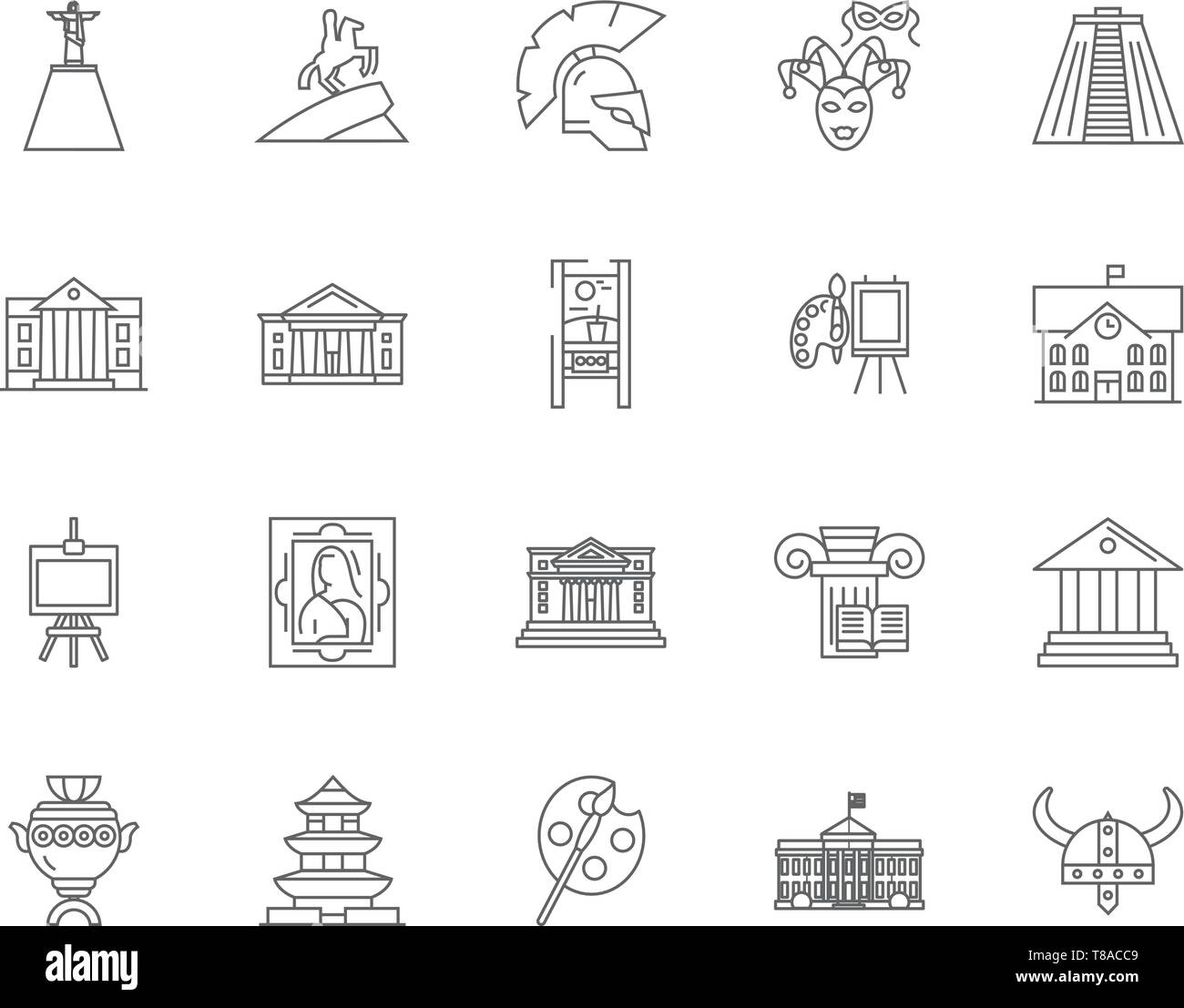 Art museum line icons, signs, vector set, outline illustration concept ...