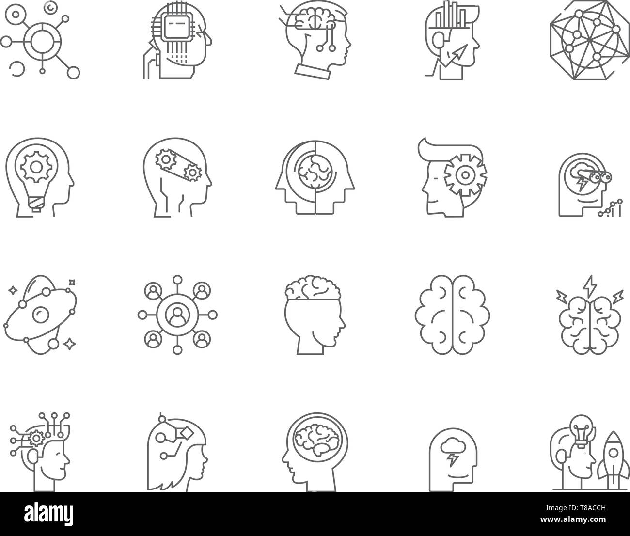 Artificial intelligence line icons, signs, vector set, outline ... Artificial intelligence line icons, signs, vector set, outline ...