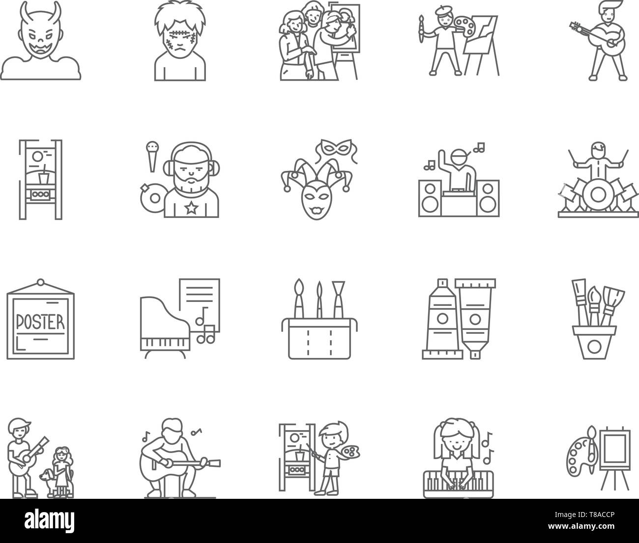 Artist line icons, signs, vector set, outline illustration concept ...