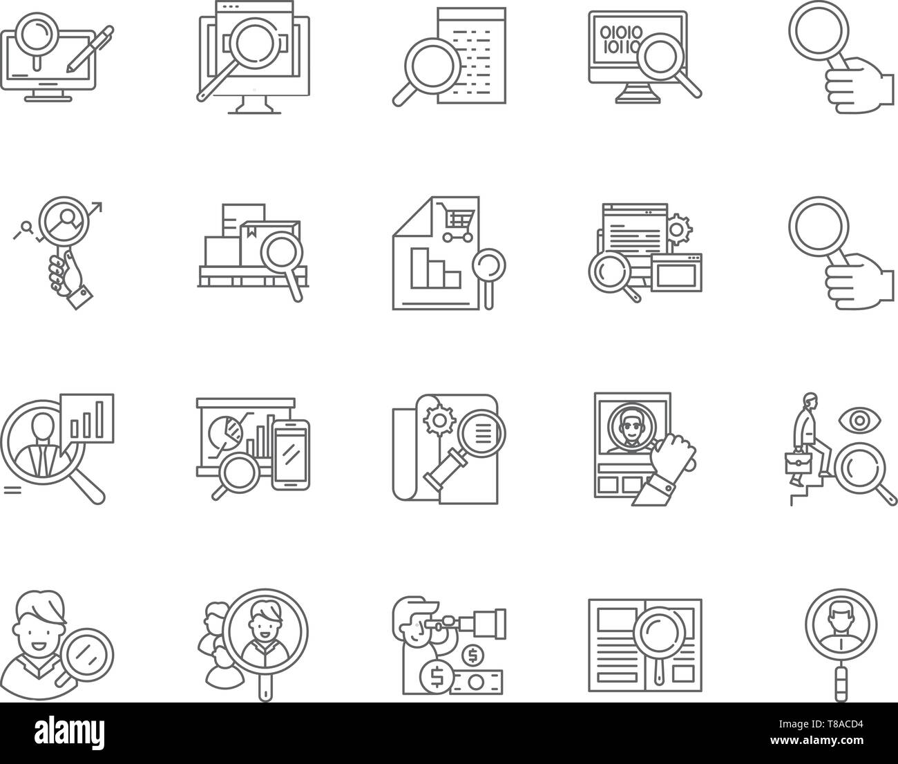 Assessment line icons, signs, vector set, outline illustration concept ...
