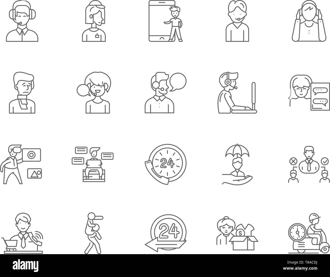 Assistance line icons, signs, vector set, outline illustration concept ...