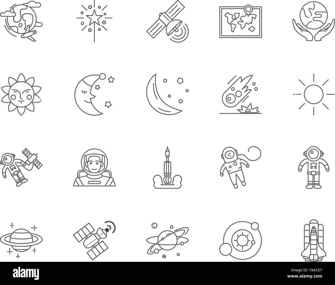 Astronomy line icons, signs, vector set, outline illustration concept ...