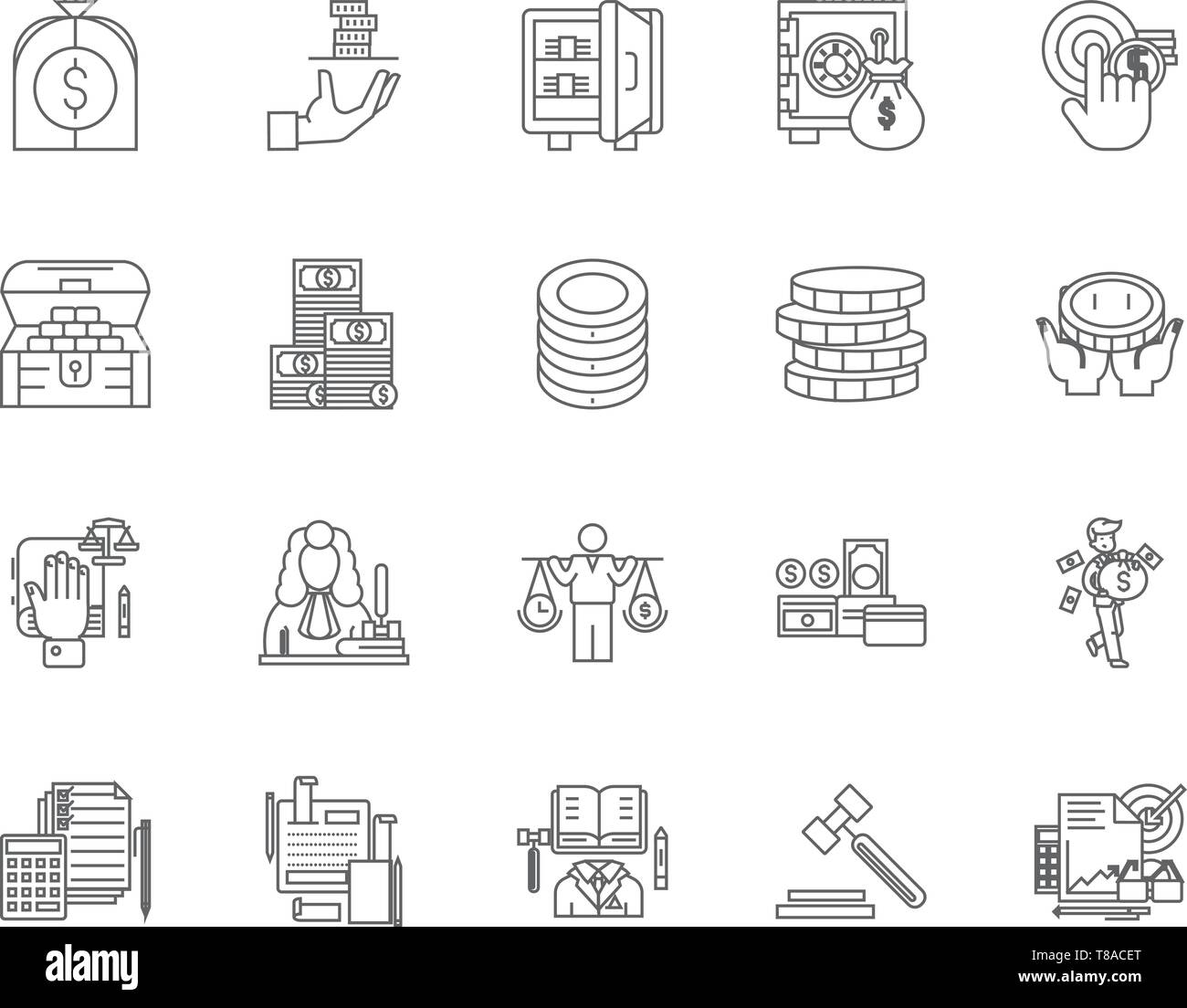 Auction line icons, signs, vector set, outline illustration concept ...