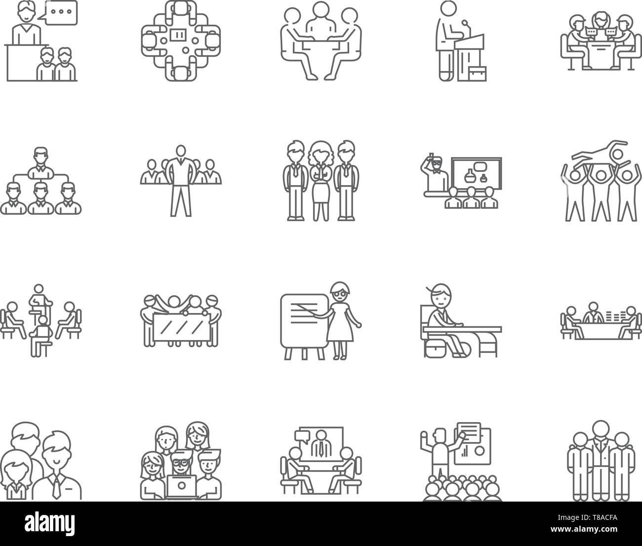 Audience line icons, signs, vector set, outline illustration concept ...