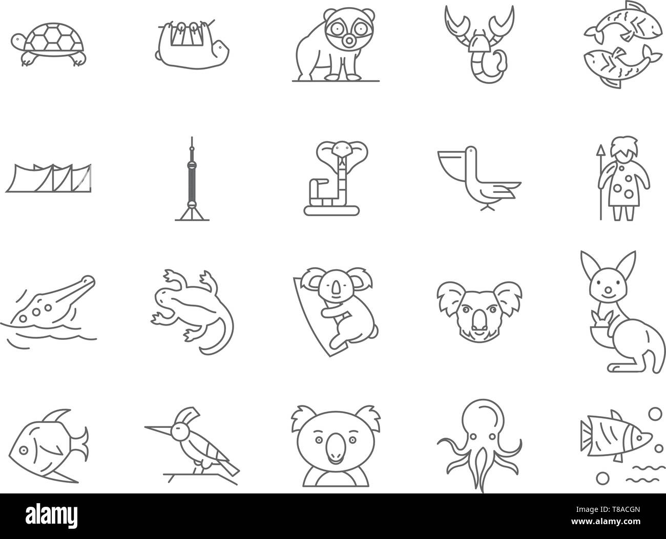Australia line icons, signs, vector set, outline illustration concept ...