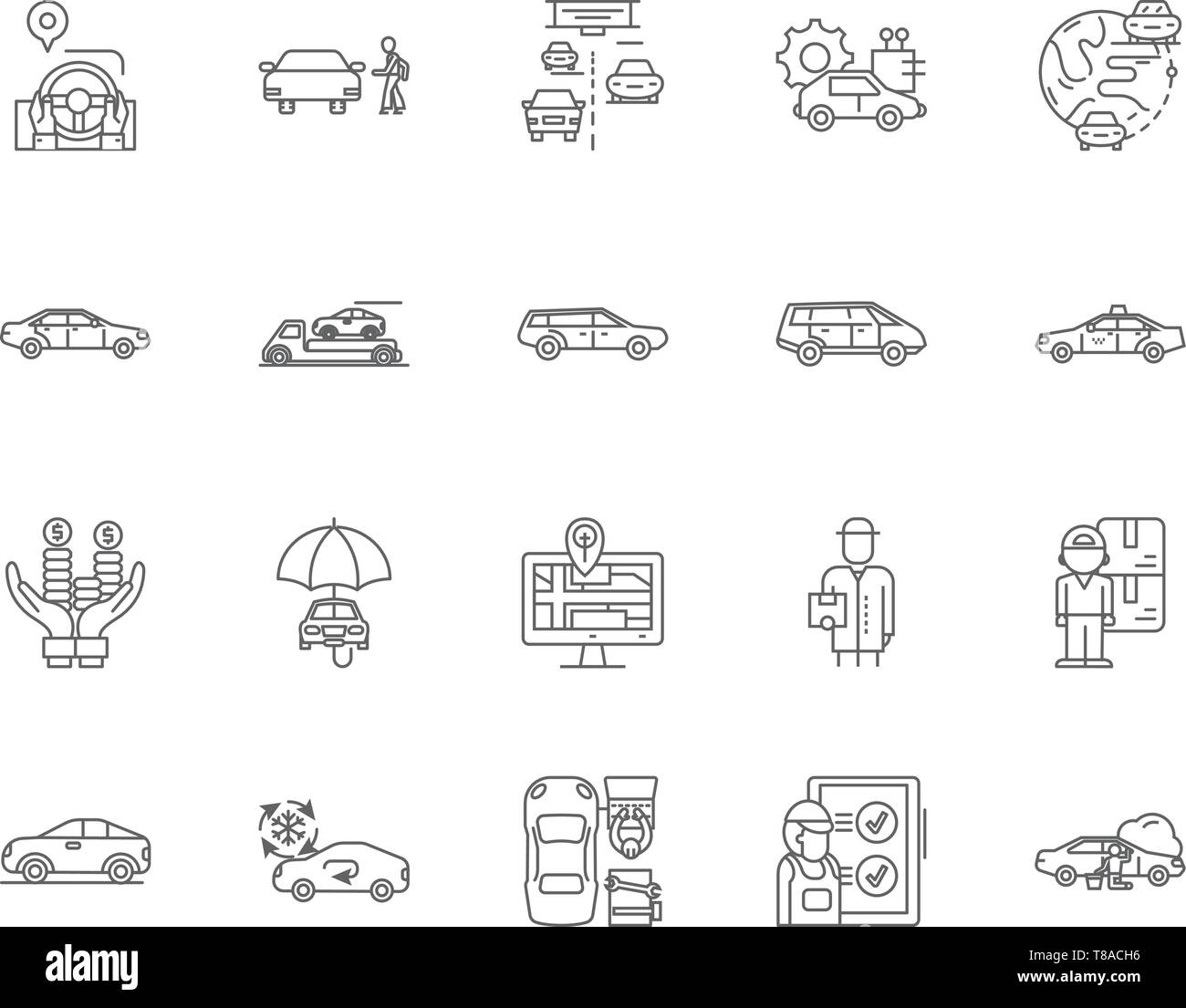 Auto dealer line icons, signs, vector set, outline illustration concept ...