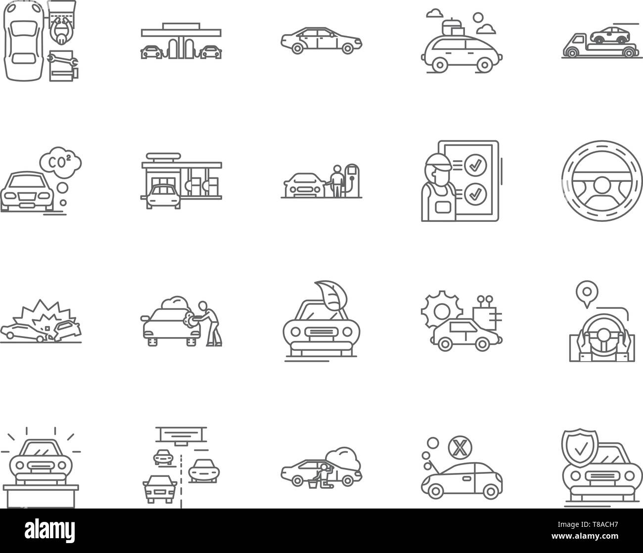 Auto leasing line icons, signs, vector set, outline illustration ...