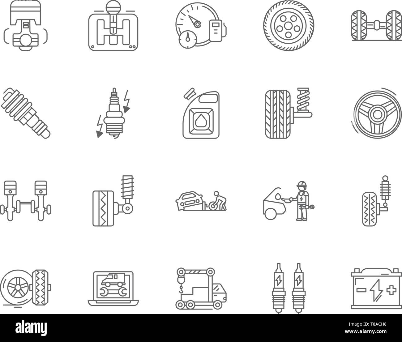 Auto parts sales line icons, signs, vector set, outline illustration ...