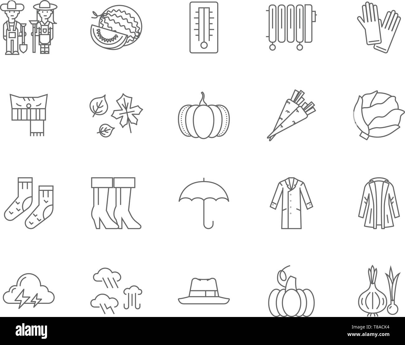 Autumn line icons, signs, vector set, outline illustration concept ...