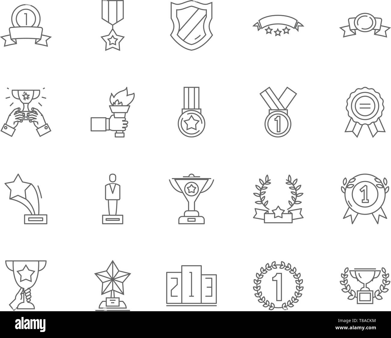 Awards & medals line icons, signs, vector set, outline illustration ...