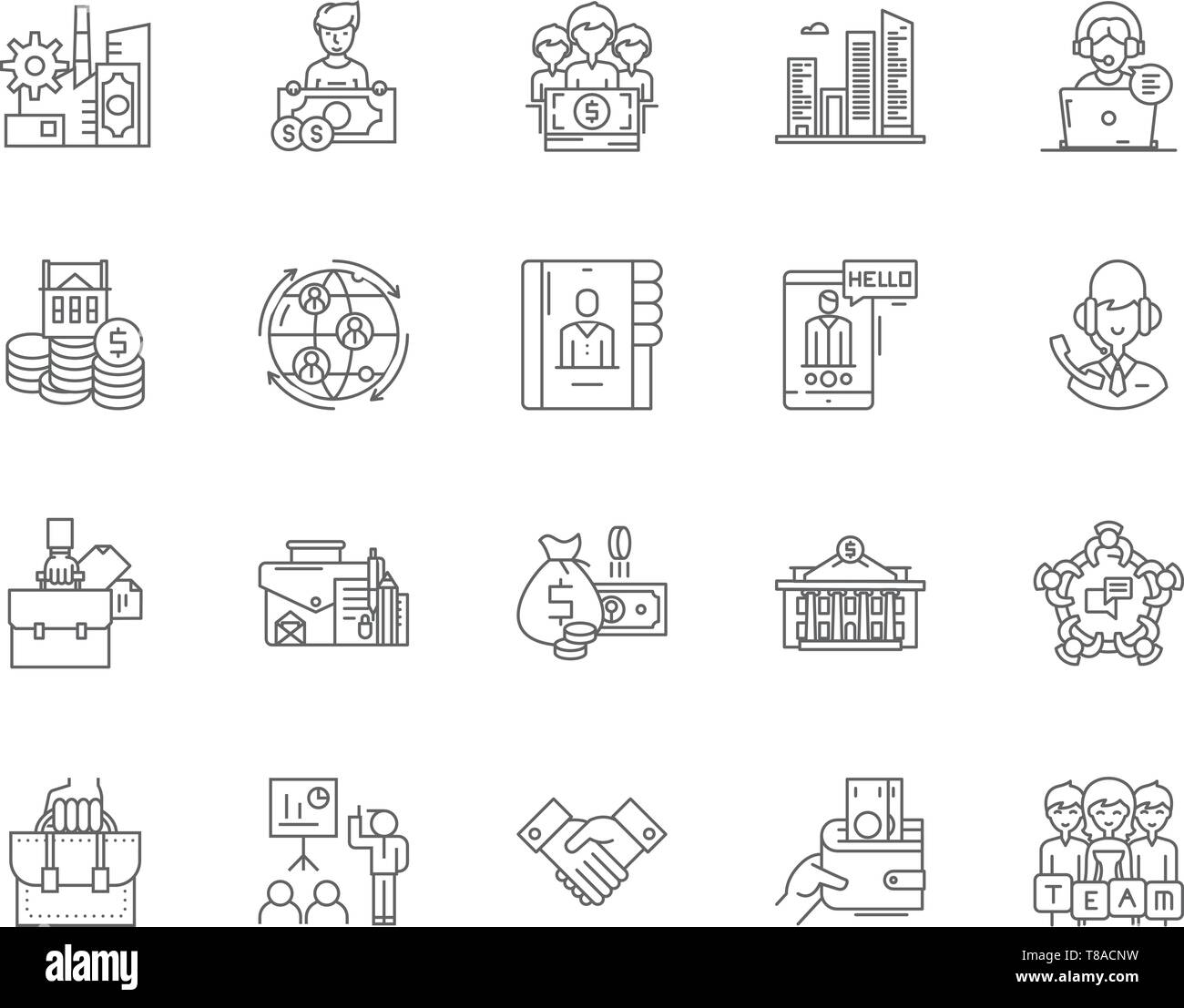 Banking line icons, signs, vector set, outline illustration concept ...