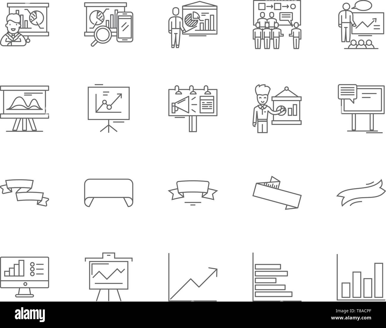 Banner line icons, signs, vector set, outline illustration concept ...