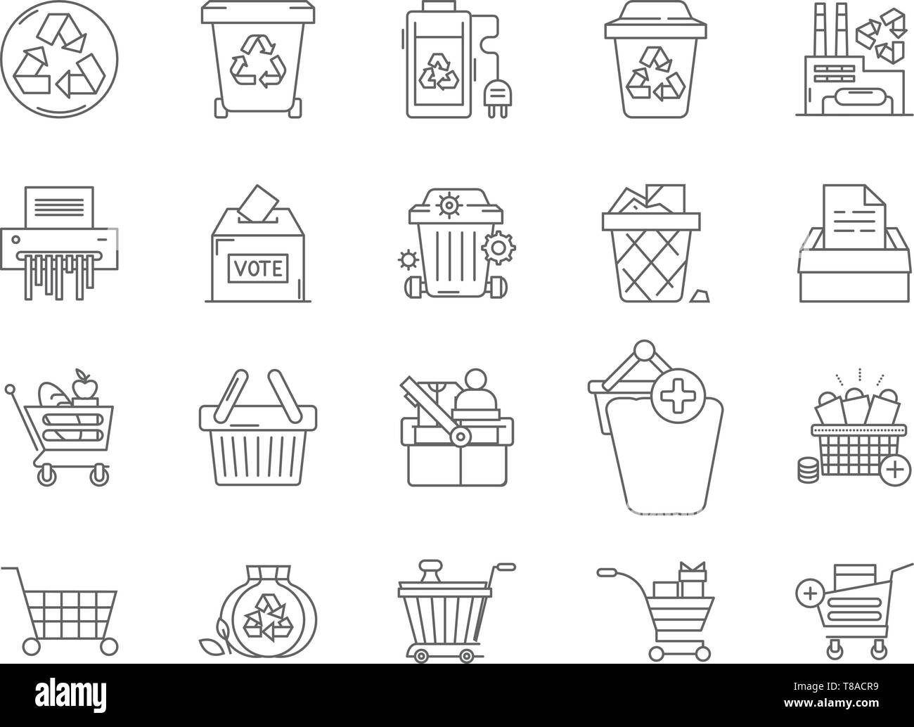 Basket line icons, signs, vector set, outline illustration concept ...