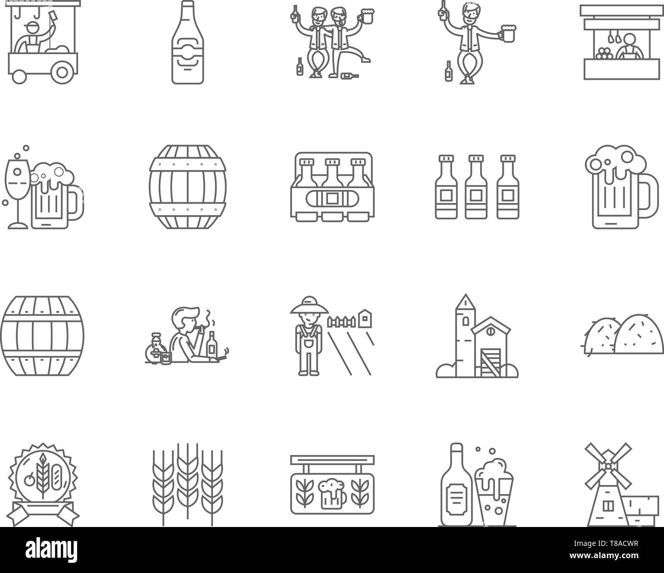 Beer line icons, signs, vector set, outline illustration concept Stock ...