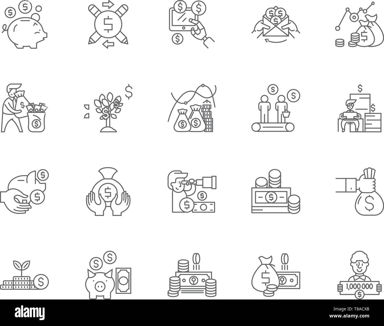 Benefits line icons, signs, vector set, outline illustration concept ...