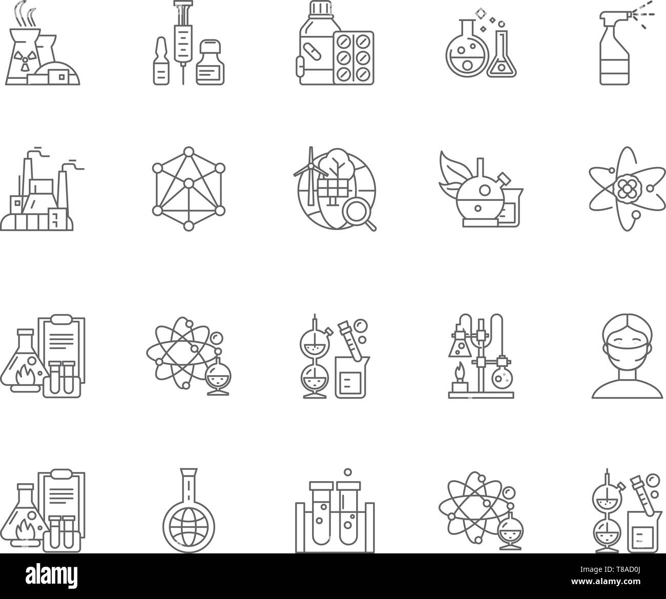 Biochemistry line icons, signs, vector set, outline illustration ...