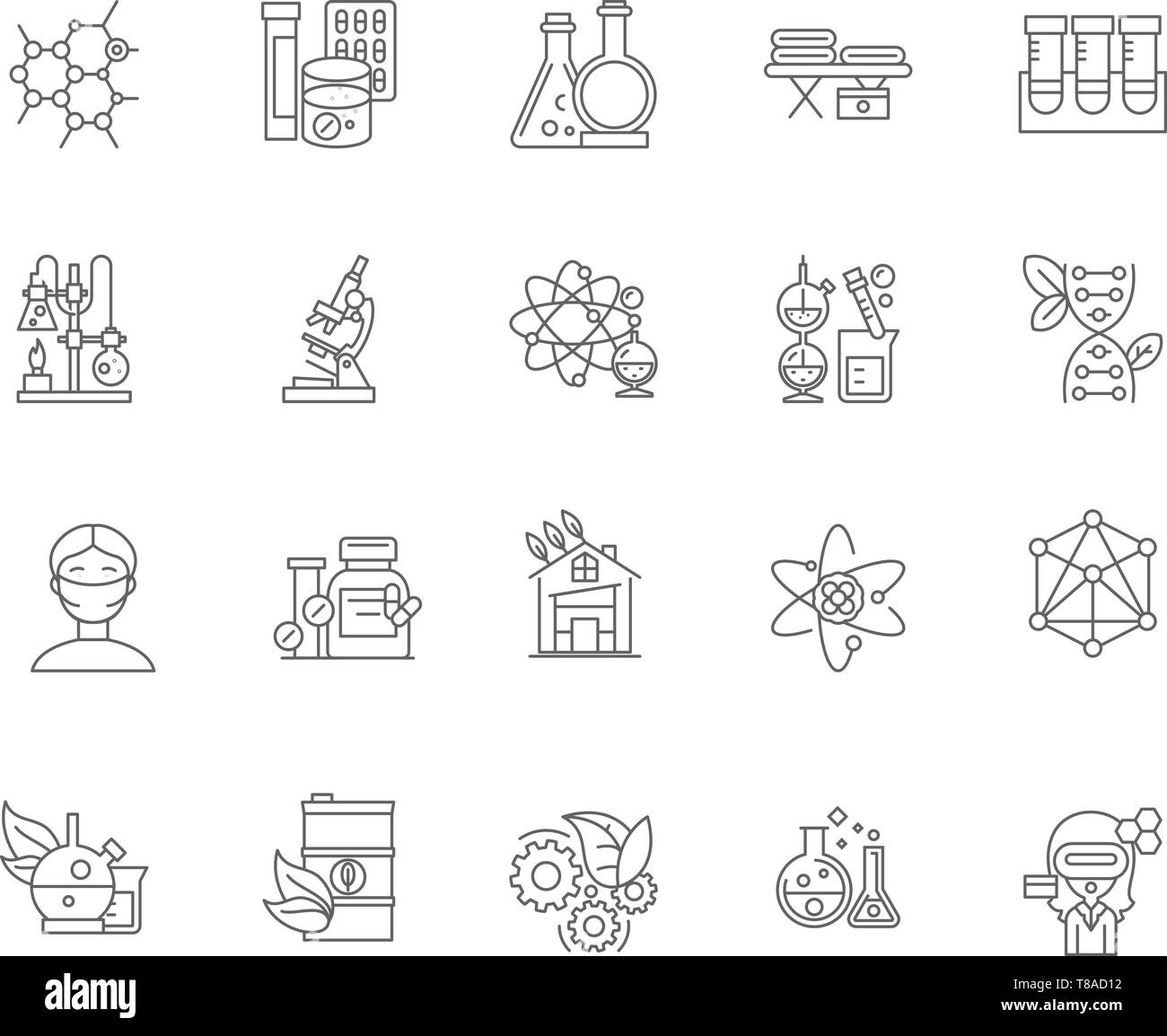 Biological research line icons, signs, vector set, outline illustration ...
