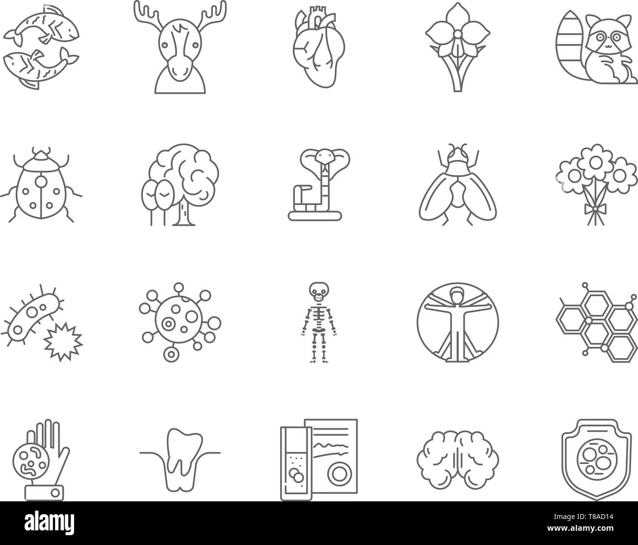 Biology line icons, signs, vector set, outline illustration concept ...