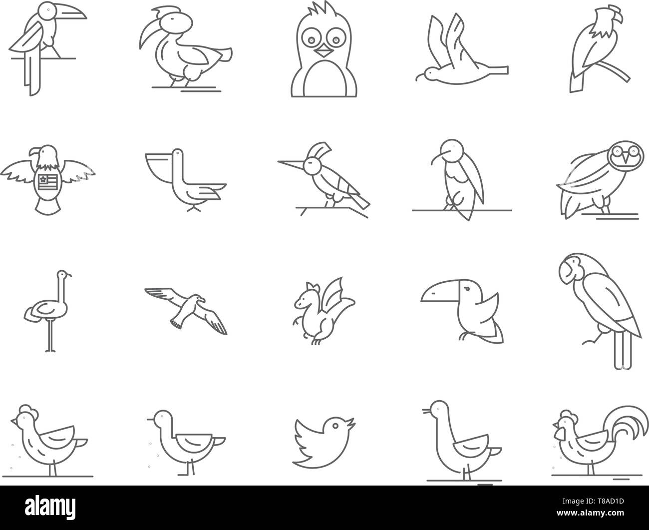 Birds line icons, signs, vector set, outline illustration concept Stock ...